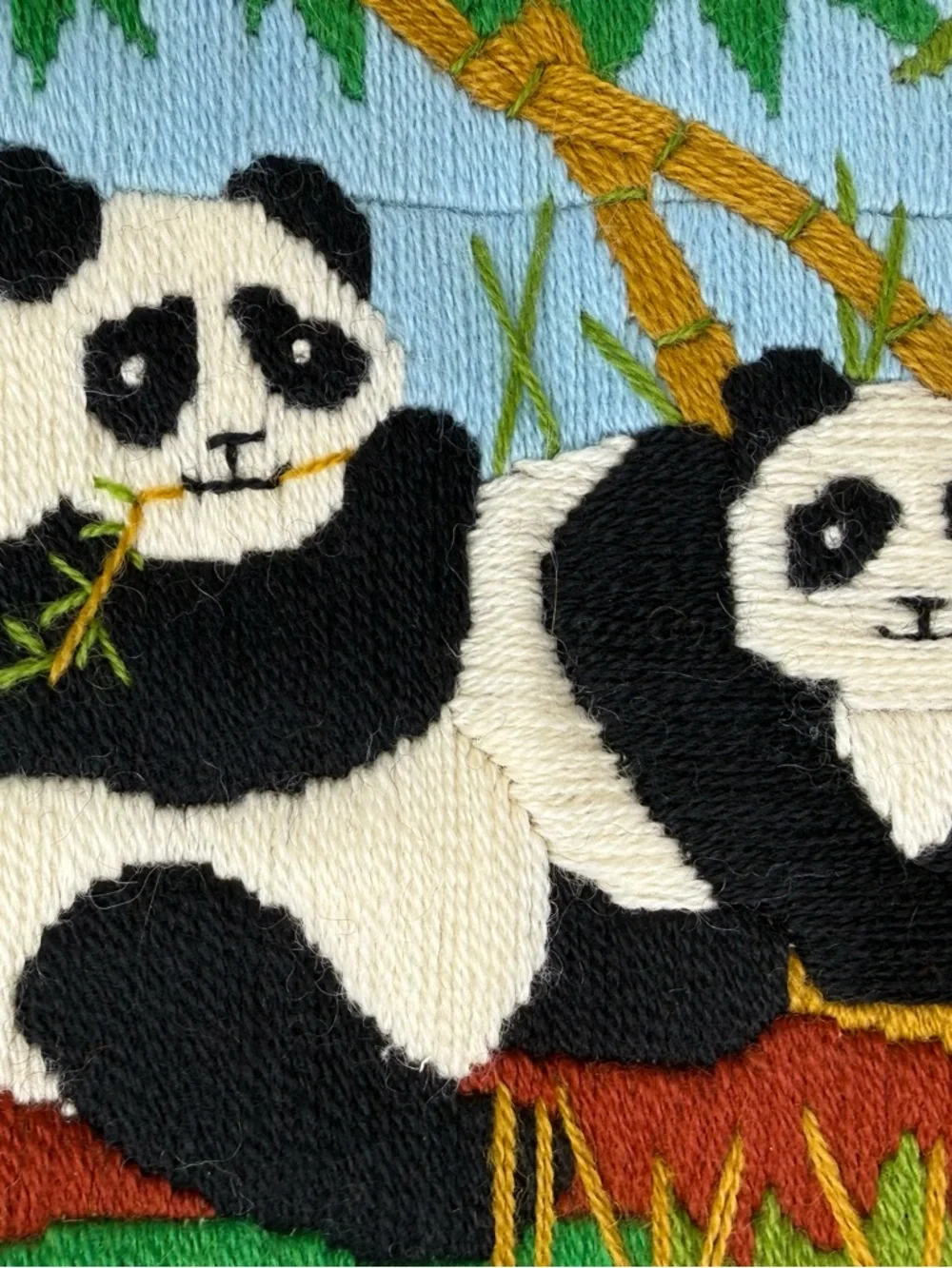 Art | Panda Long Stitch Needlepoint Crewel Artwork Completed Handmade ...